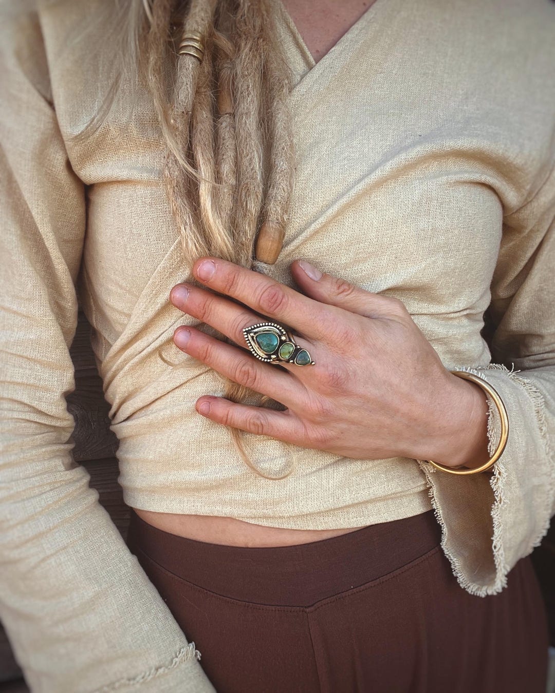Earthy Bohemian Multi Stone Statement Ring | Handmade One-of-a-kind ...