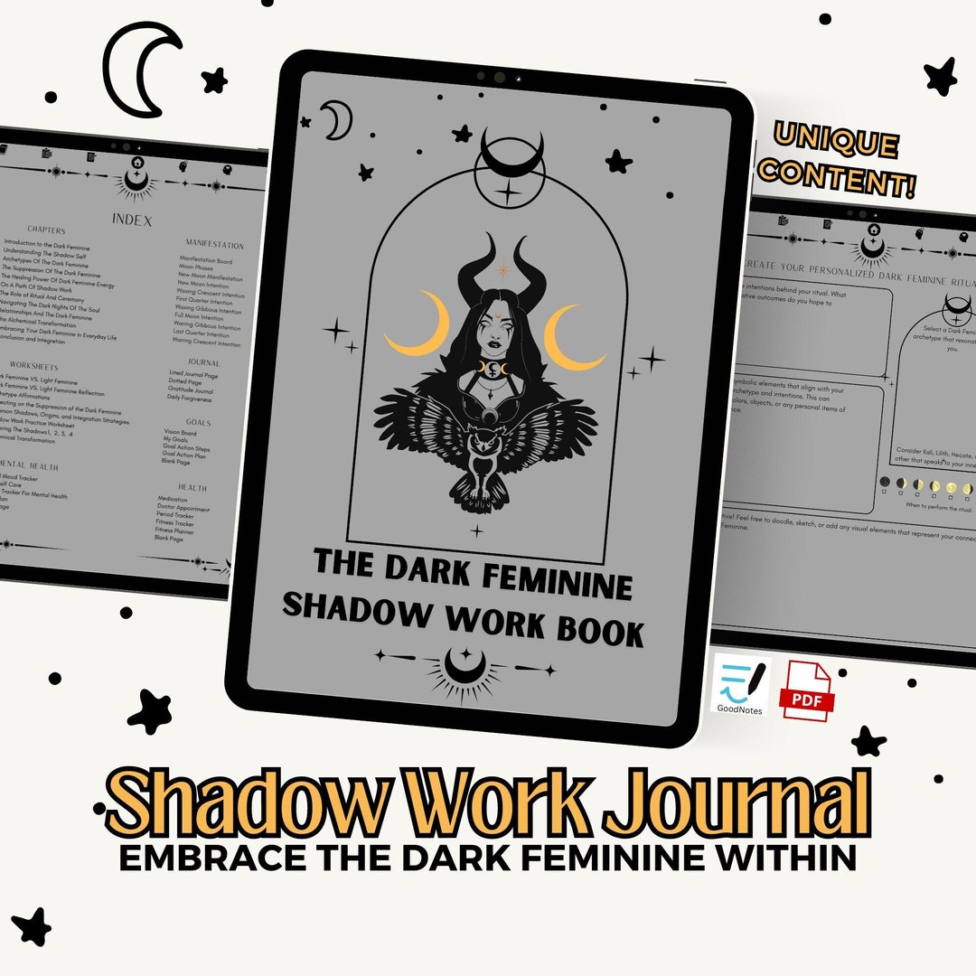Shadow Work Journal Workbook, Dark Feminine, Self-care Journal Pages ...