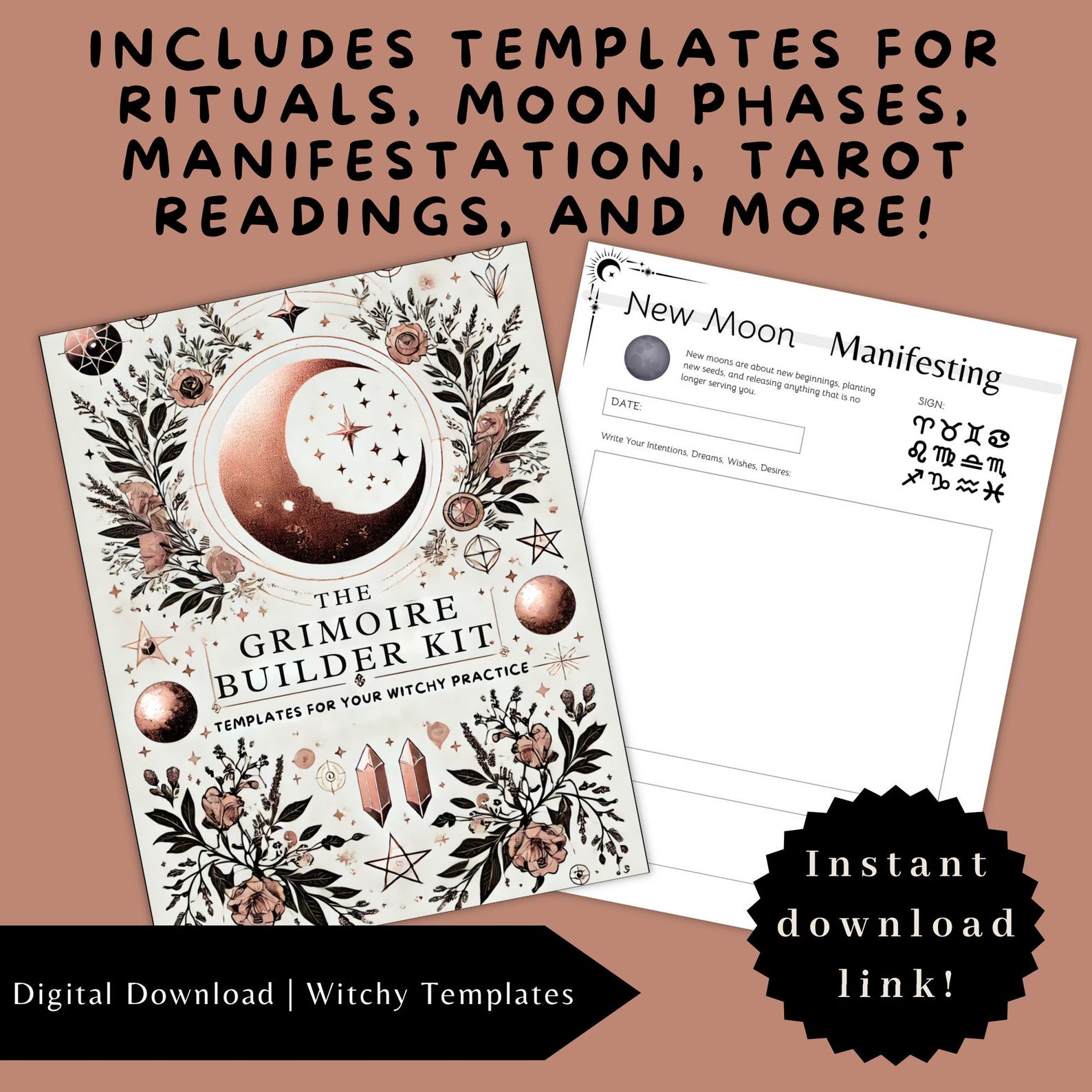 Printable Grimoire Pages, Book of Shadows Templates for Witches ...