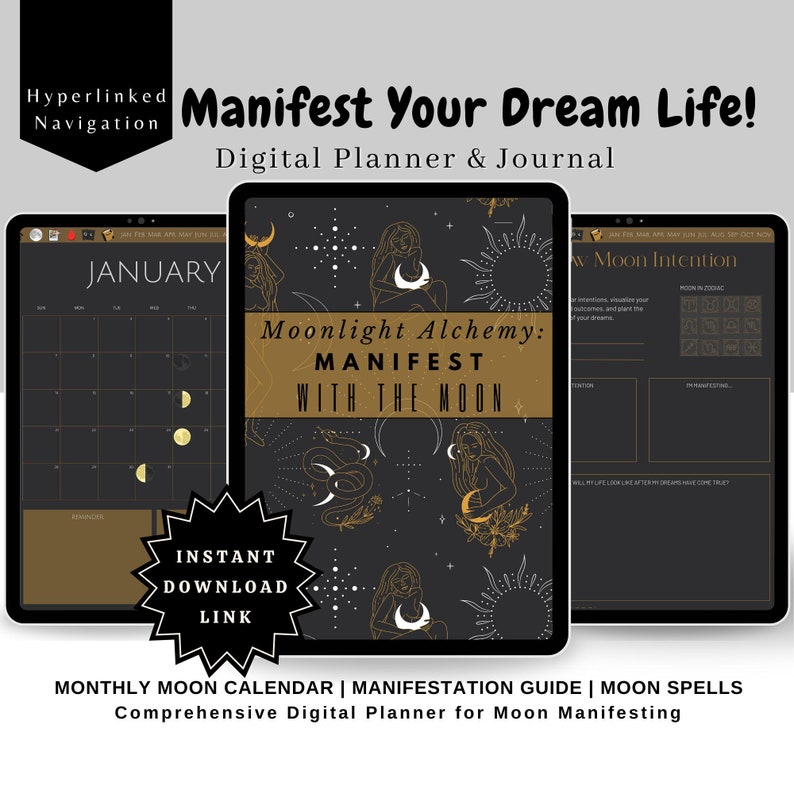 Manifestation Journal Planner 2024 & 2025, Moon Calendar, Self-care ...