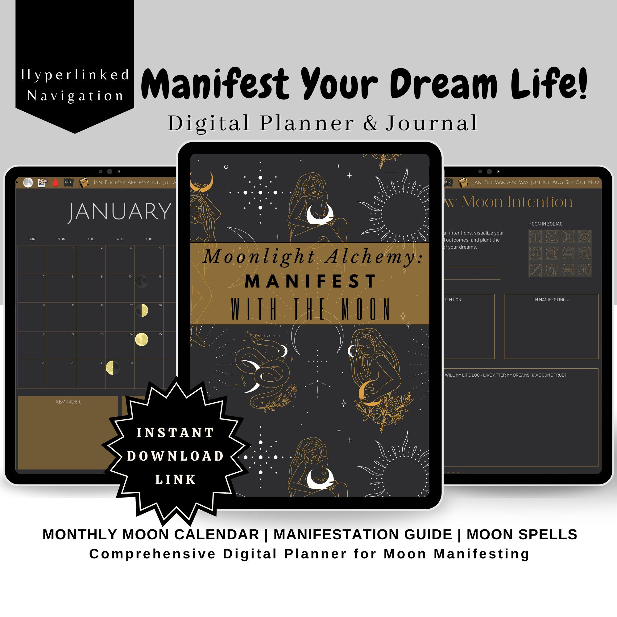 Manifestation Journal Planner 2024 & 2025, Moon Calendar, Self-care ...