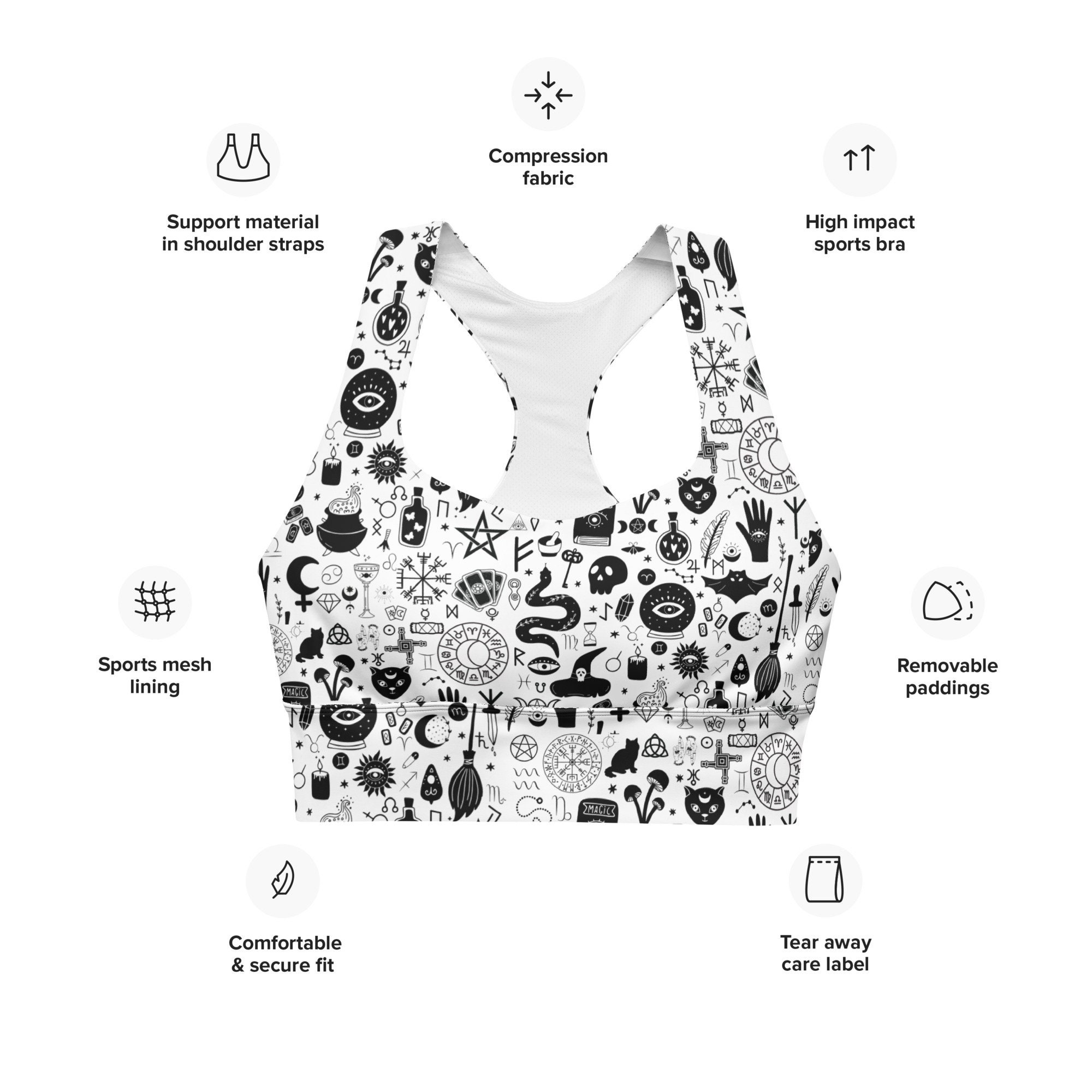 Witchy Occult Sports Bra Workout Pole Dancing Witchcraft - Etsy