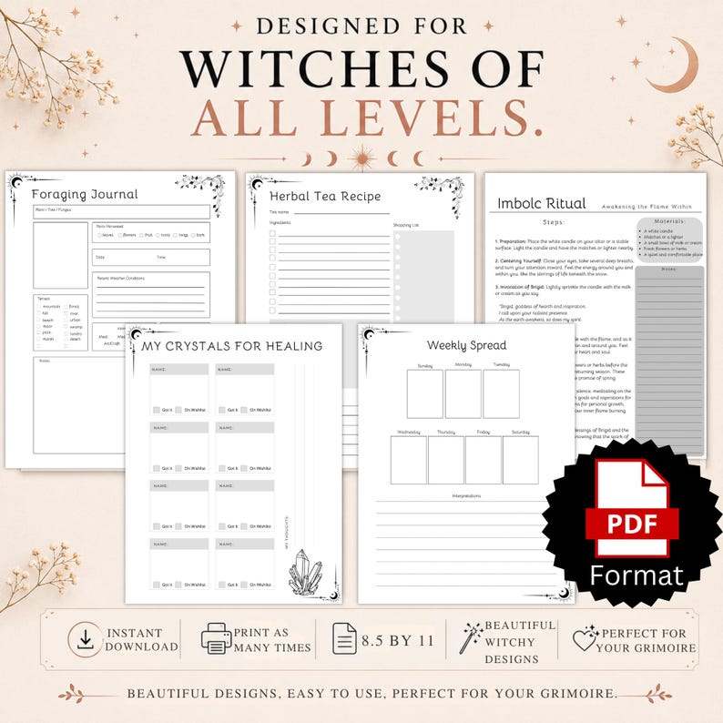 Grimoire Builder Kit – Printable Witchcraft Book of Shadows Templates ...