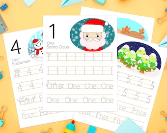 Christmas Tracing Sheets, 1-10 Tracing Sheets, Black & White, Number ...