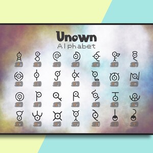 PRINTABLE Unown Alphabet, Pokemon, Pokemon Poster, ABC, Exclamation ...