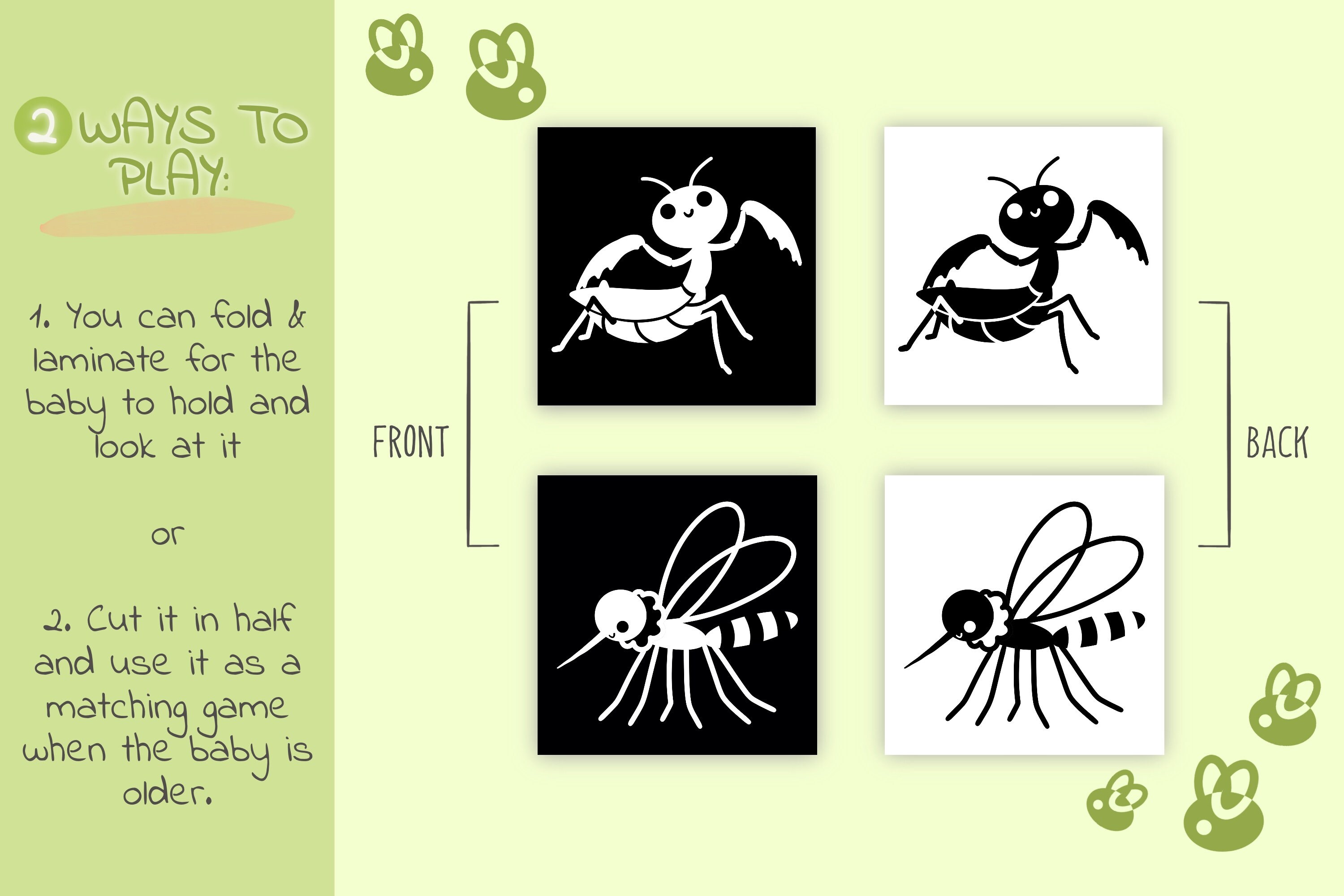 High Contrast Bugs & Insect Black and White Flashcards, Bugs and Insect ...