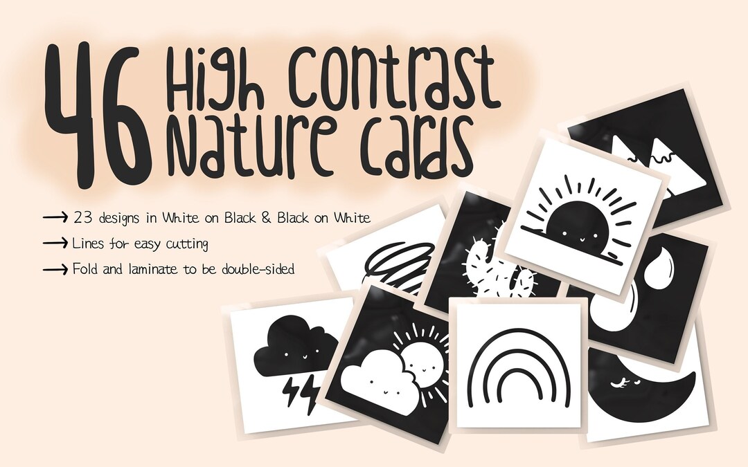 High Contrast Nature Black and White Baby Flashcards, Nature Flashcards ...