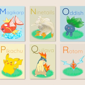 PRINTABLE Pokemon Alphabet Flashcard, Double-sided, Fan Art, Digital ...
