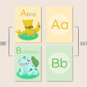 PRINTABLE Pokemon Alphabet Flashcard, Double-sided, Fan Art, Digital ...