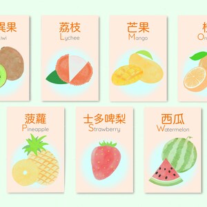 PRINTABLE Chinese Fruit Flashcard, HK, Hong Kong, Fruit, Traditional ...