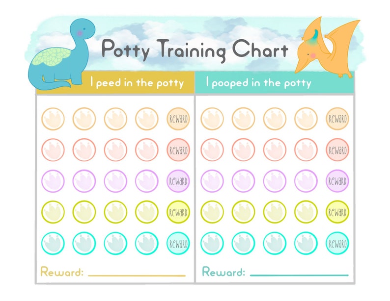 Simple Dinosaur Potty Training Chart, Pokemon, Potty Chart, Potty ...