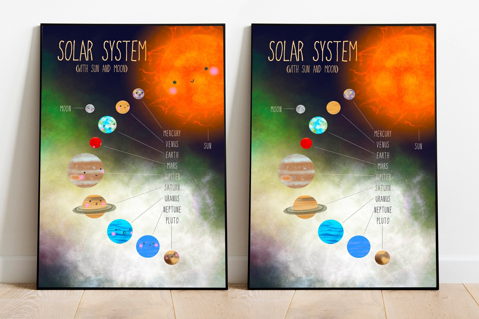 PRINTABLE Solar System With Moon, Space Poster, Astronomy, Educational ...