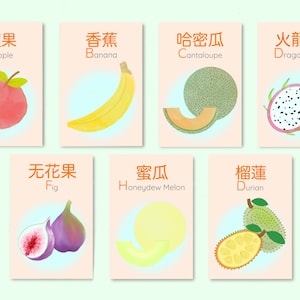 PRINTABLE Chinese Fruit Flashcard, HK, Hong Kong, Fruit, Traditional ...