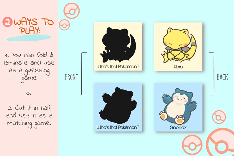 Who's That Pokemon, Flashcard, Guessing Game, Contrast Card, Pokemon ...