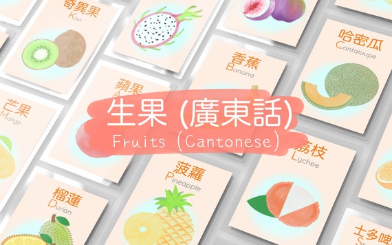 PRINTABLE Chinese Fruit Flashcard HK Hong Kong Fruit - Etsy