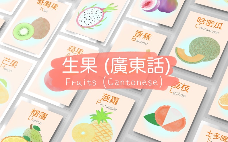 PRINTABLE Chinese Fruit Flashcard, HK, Hong Kong, Fruit, Traditional ...