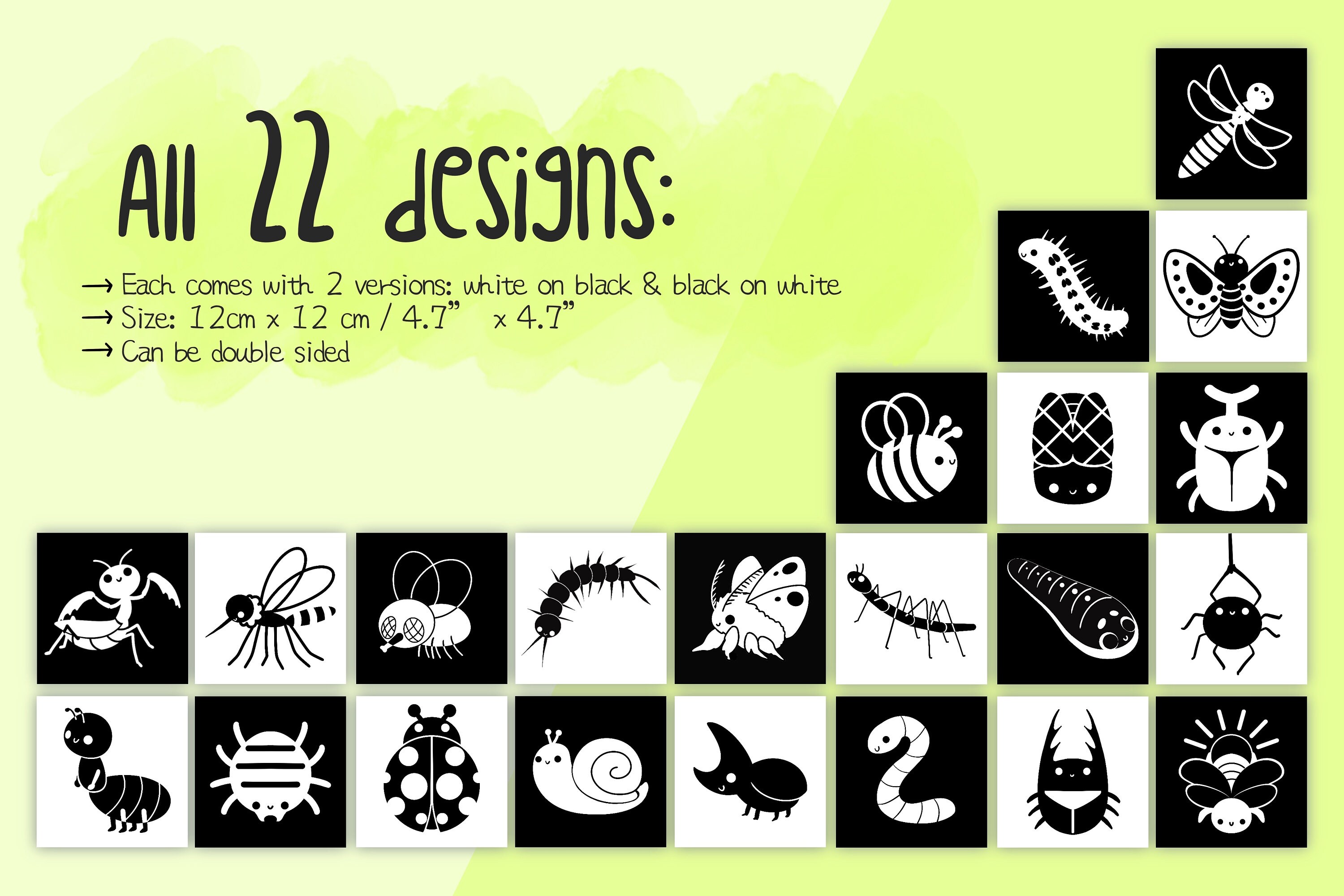 High Contrast Bugs & Insect Black and White Flashcards, Bugs and Insect ...