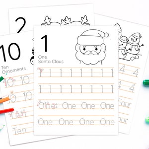 Christmas Tracing Sheets, 1-10 Tracing Sheets, Black & White, Number ...