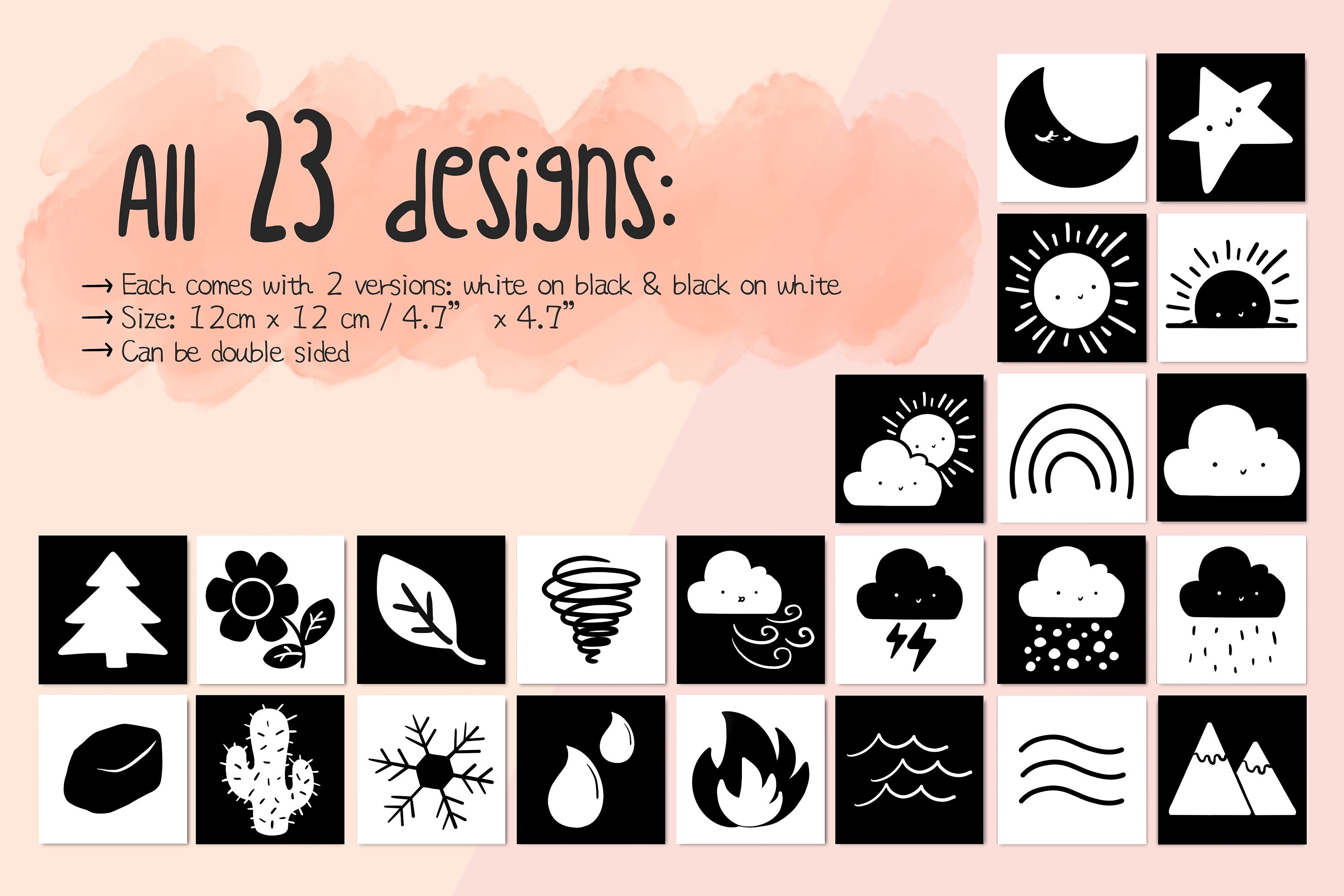 High Contrast Black and White Baby Cards, Animal, Nature, Food, Pattern ...