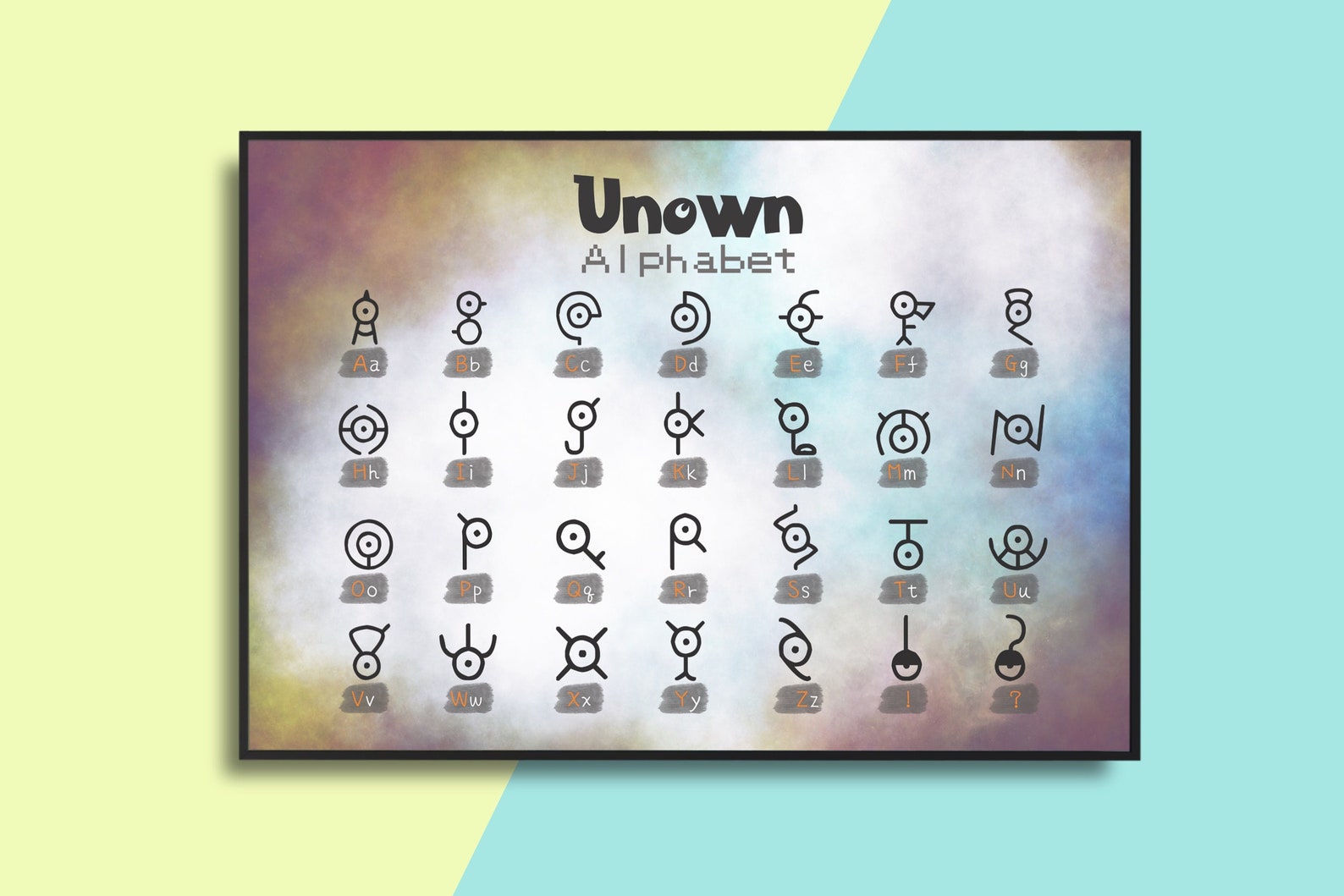 PRINTABLE Unown Alphabet, Pokemon, Pokemon Poster, ABC, Exclamation ...