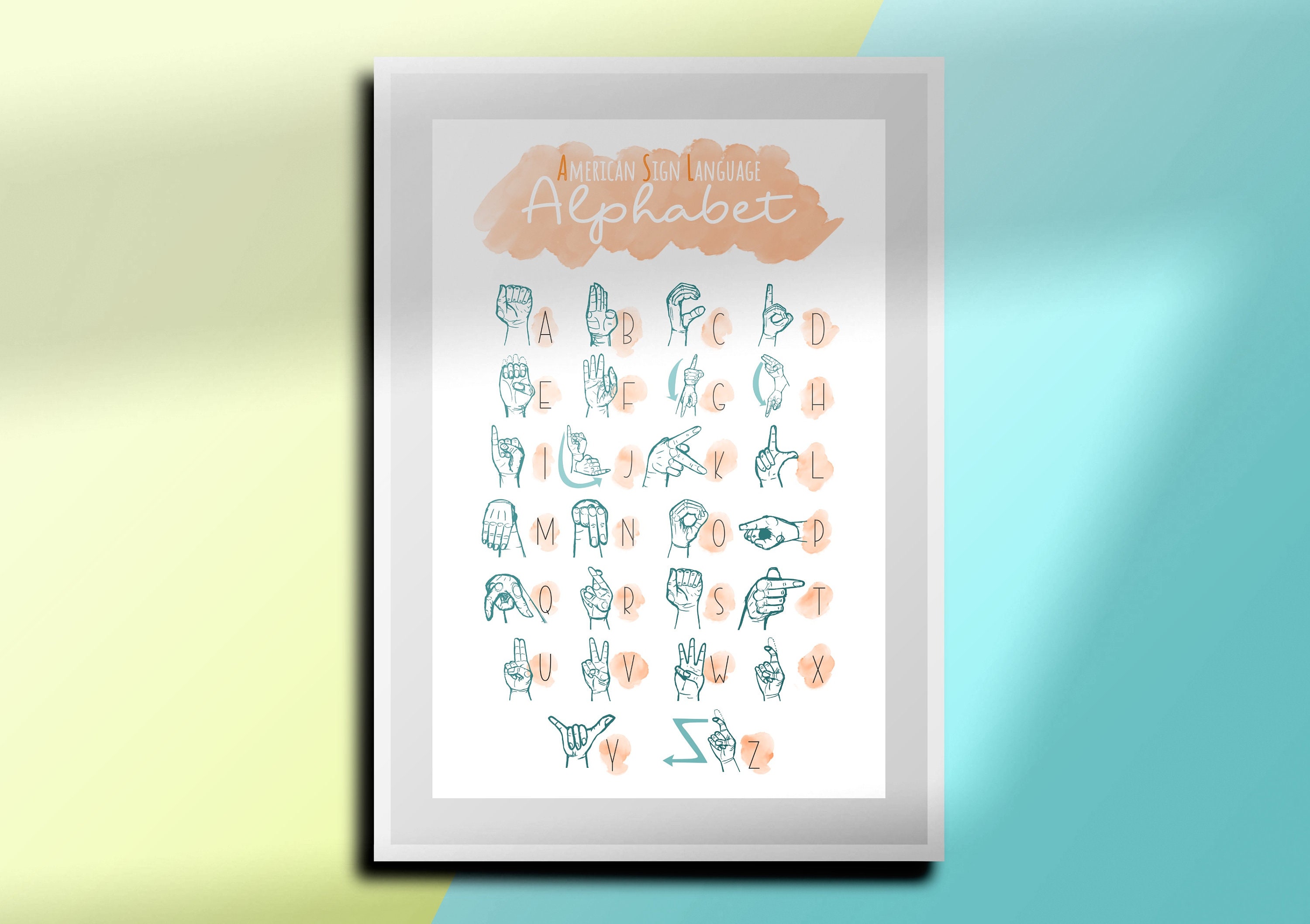 PRINTABLE ASL Alphabet, American Sign Language, Alphabet, Abc, Nursery ...