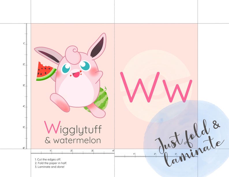 PRINTABLE Pokemon Alphabet Flashcard, Fruit Alphabet, Double-sided, Fan ...