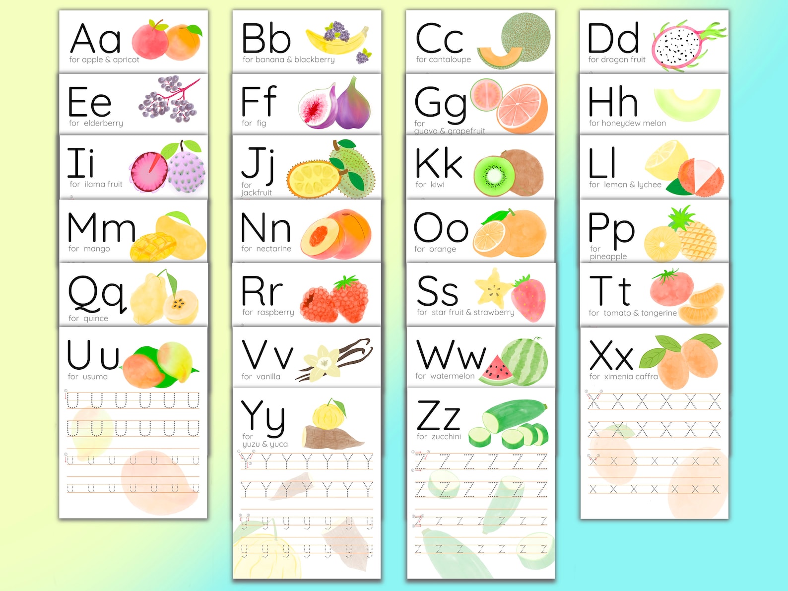 Fruit Alphabet, Home School Tracing Sheets, Alphabet Tracing Sheets ...
