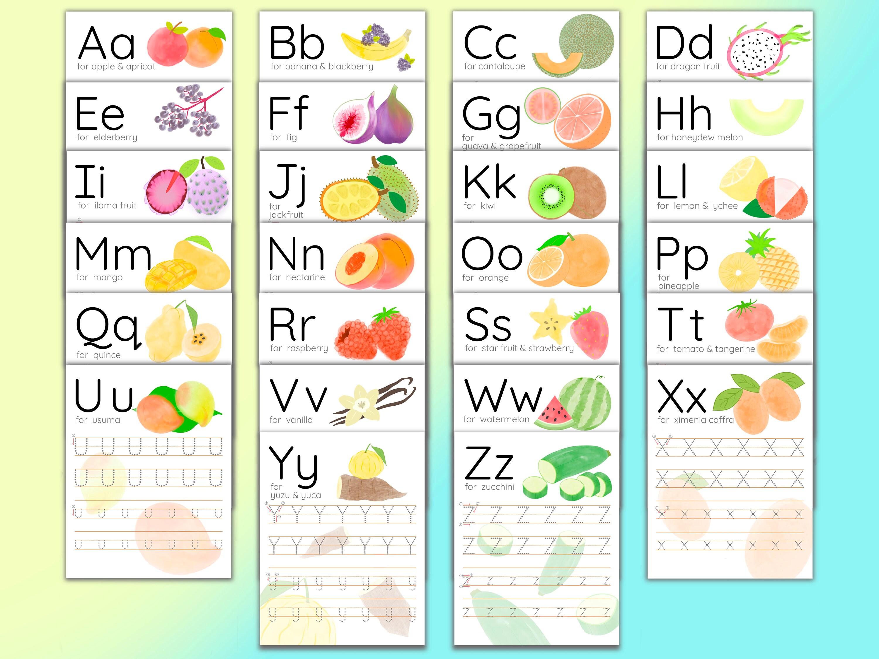 Fruit Alphabet, Home School Tracing Sheets, Alphabet Tracing Sheets ...