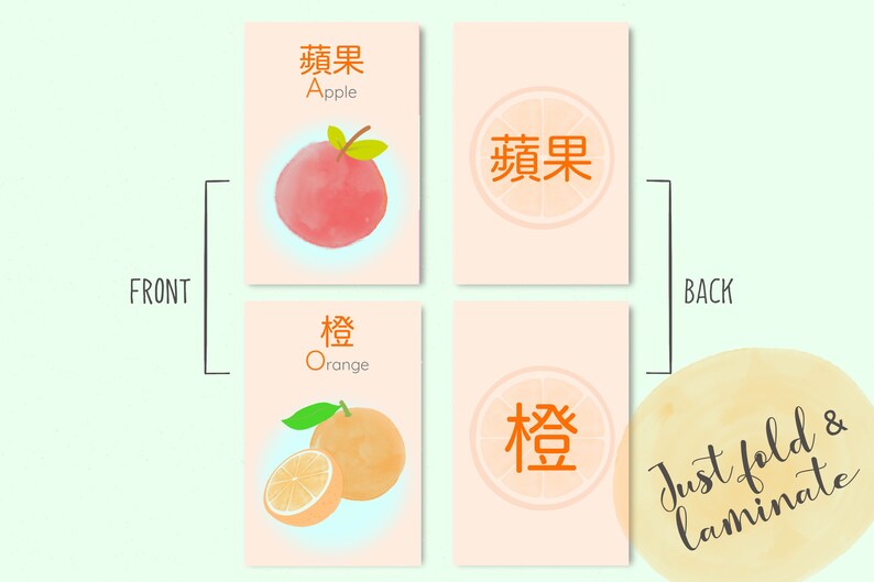 PRINTABLE Chinese Fruit Flashcard, HK, Hong Kong, Fruit, Traditional ...