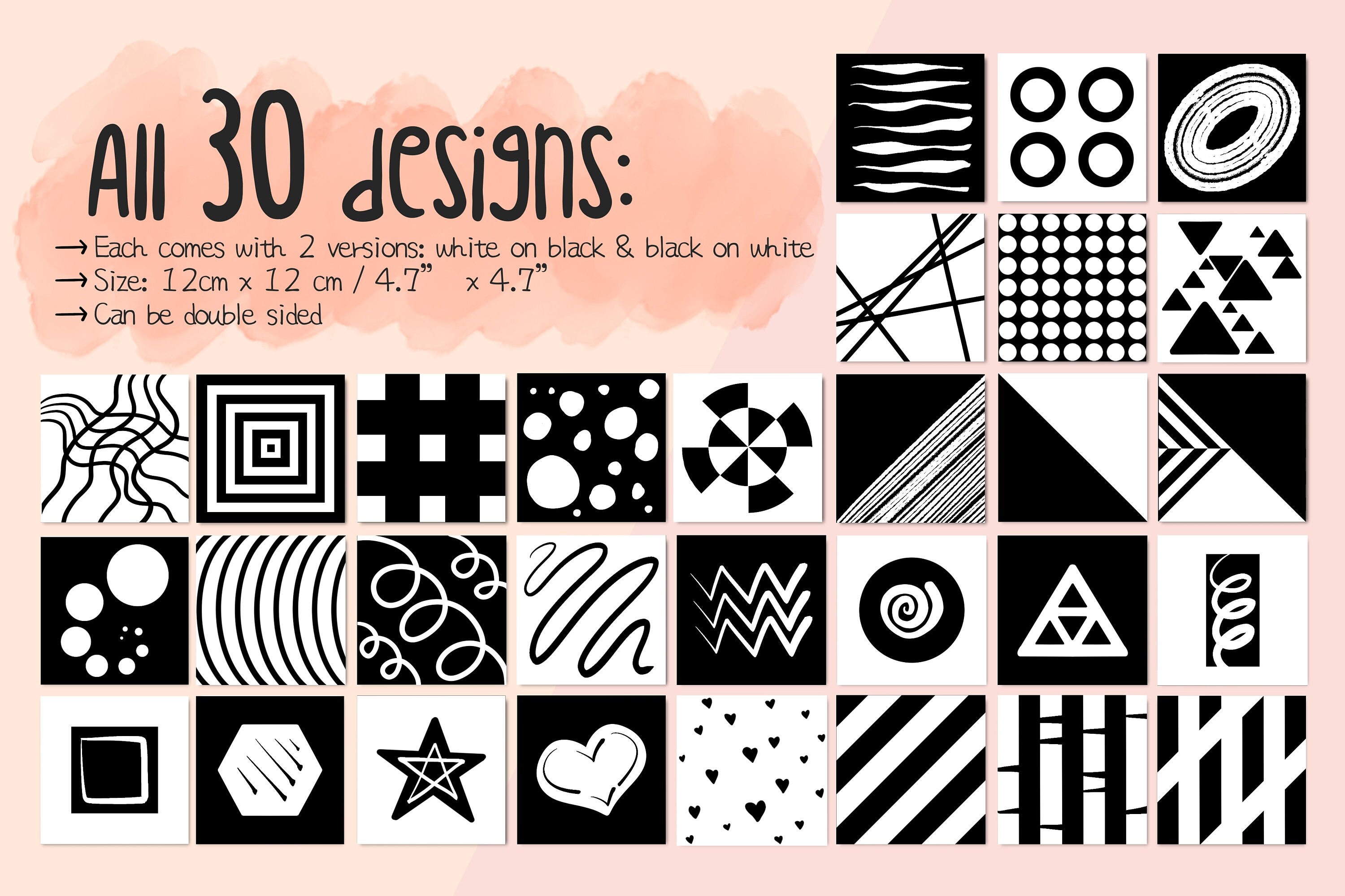 High Contrast Black and White Baby Cards, Animal, Nature, Food, Pattern ...