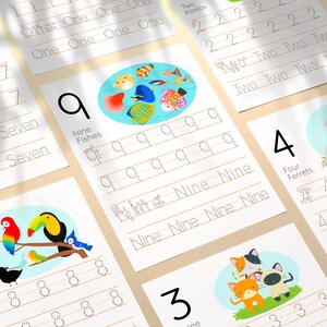 1-10 Tracing Sheets, Number Tracing Sheets, Animal Tracing Sheets, Cute ...