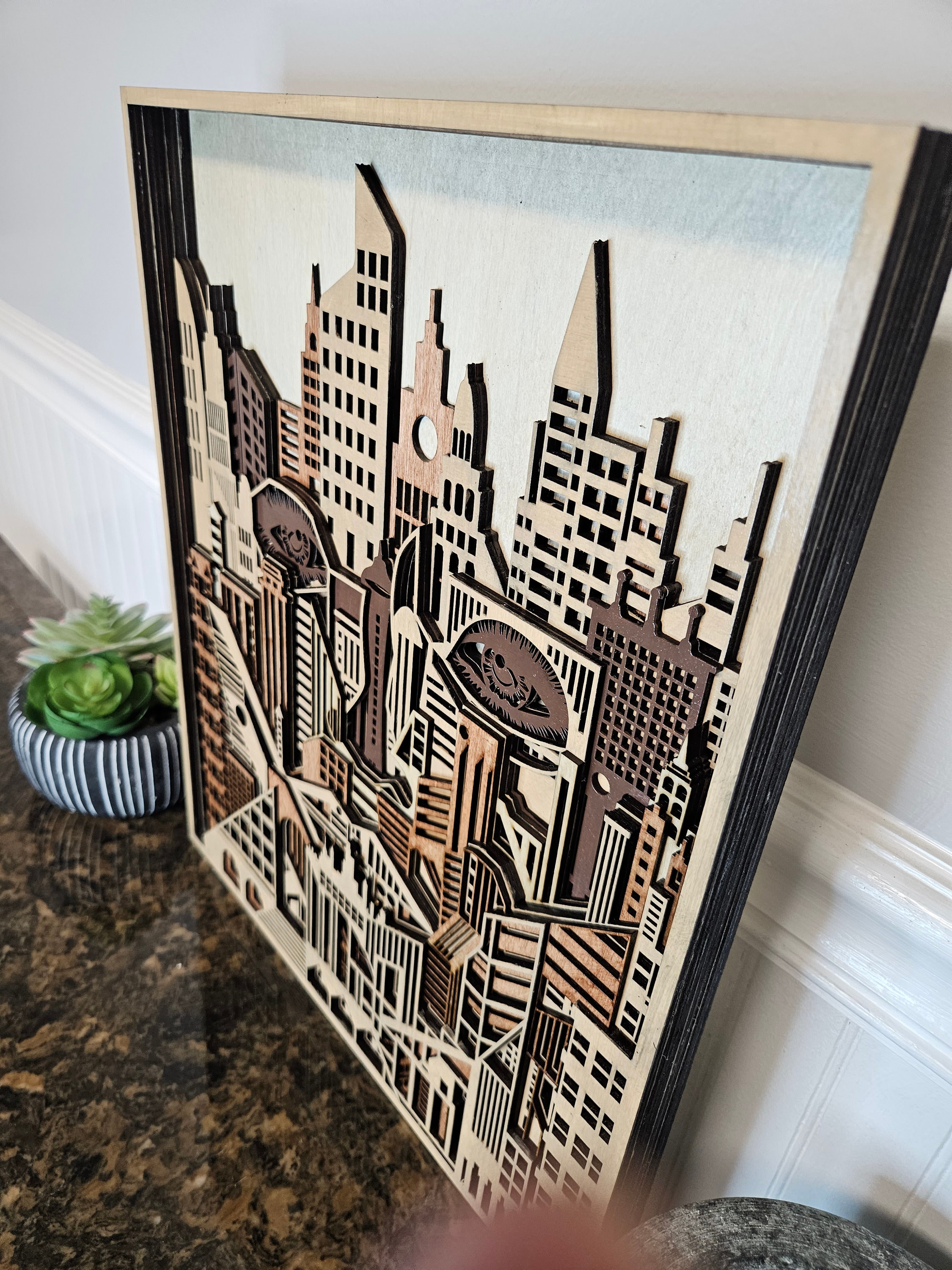 Multi-layered Laser Cut Metropolitan Modern Art Wall Decor - Etsy