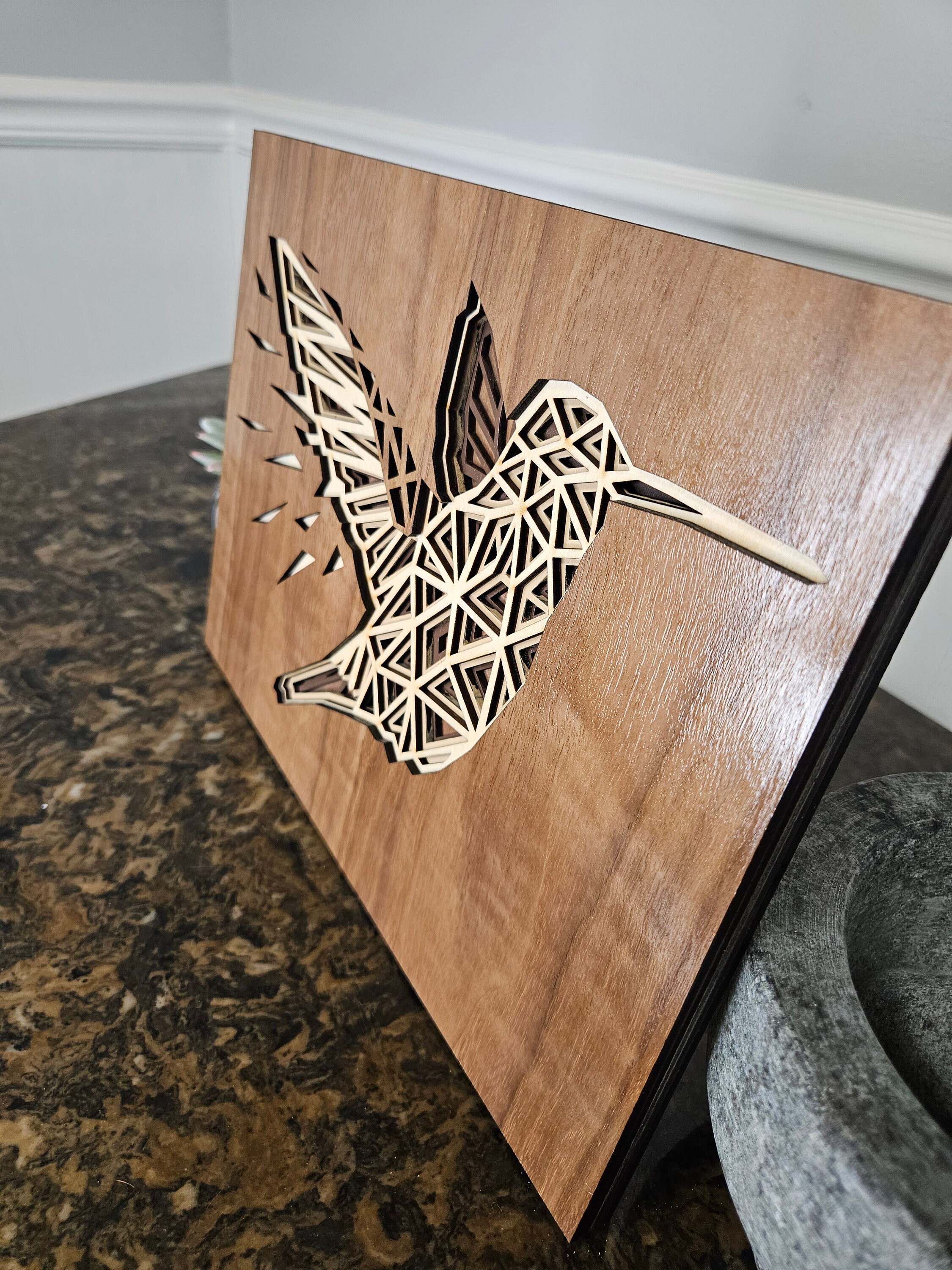 Modern Hummingbird Layered Wall Decor - Etsy