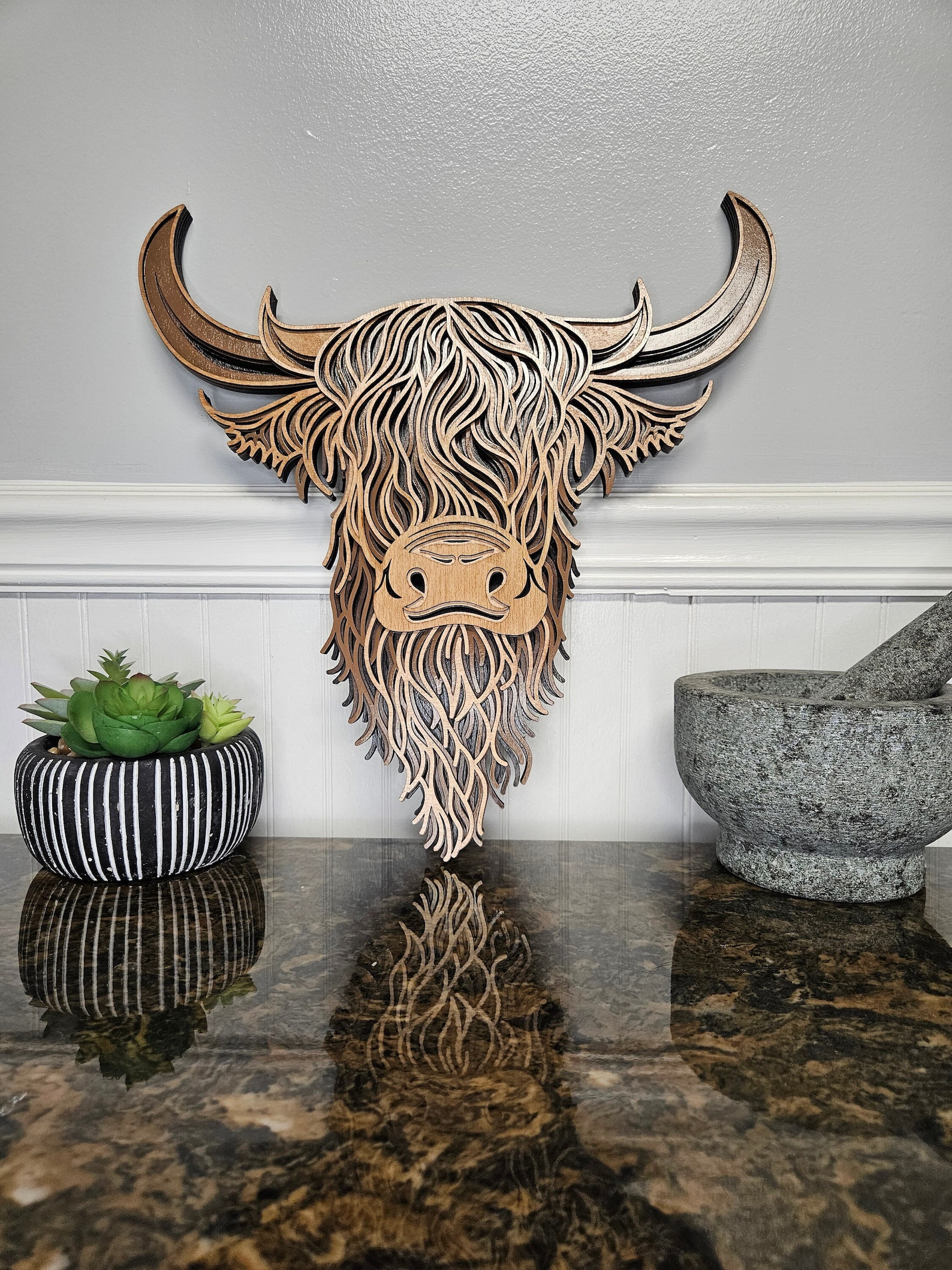 Multi-layered Laser Cut Wooden Highland Cow - Etsy