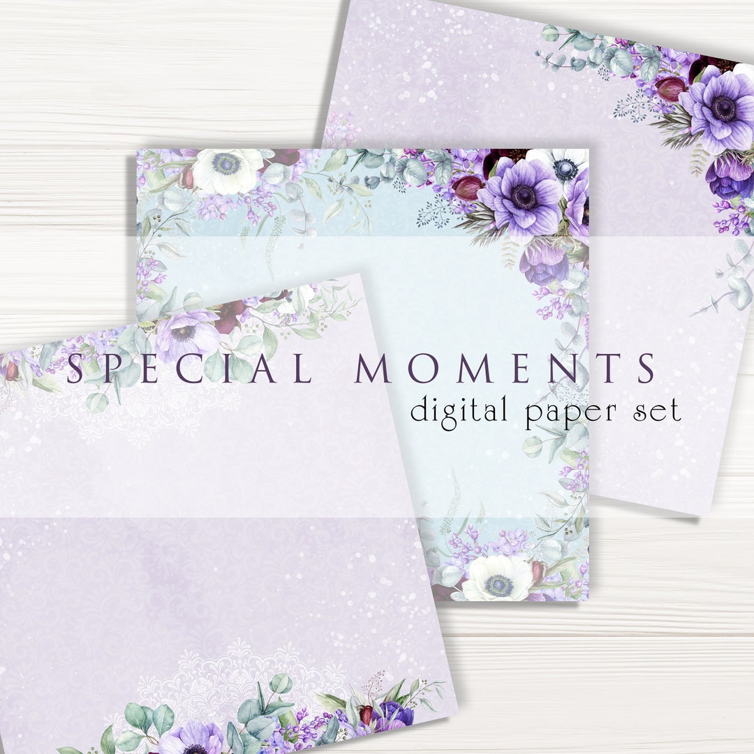 Floral Wedding Digital Papers, Printable Collection Scrapbook Set ...
