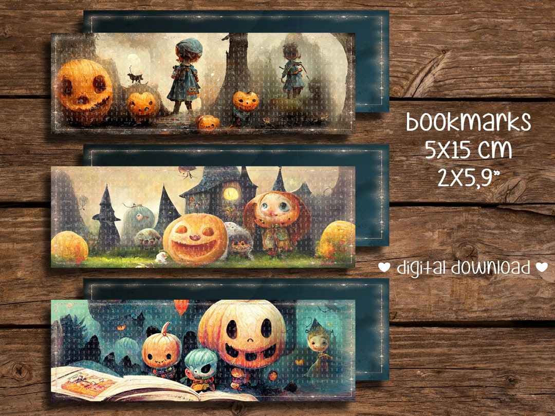 Pumpkin Horror Printable Bookmarks, Halloween Theme Gift for Spooky ...