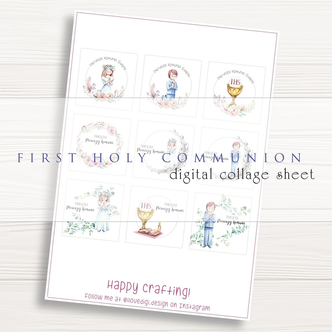 IHS, Printable First Holy Communion Tags, Watercolor First Communion ...