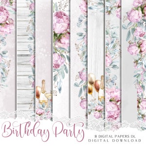 Peonies Digital Paper Pack DL for Handmade Crafts, Watercolour Flowers ...