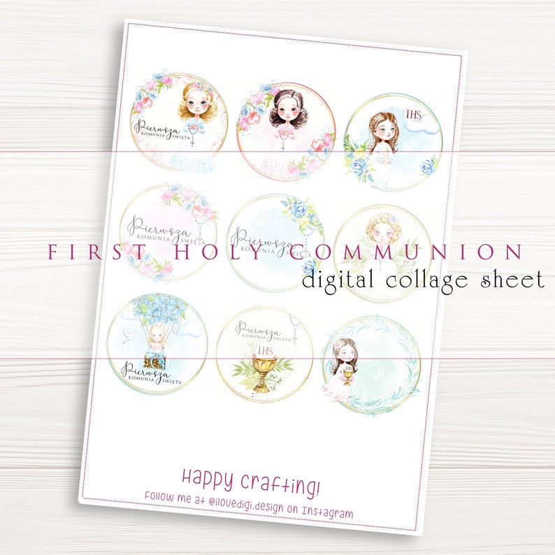 IHS Printable Holy Communion Tags for Girls Watercolor - Etsy