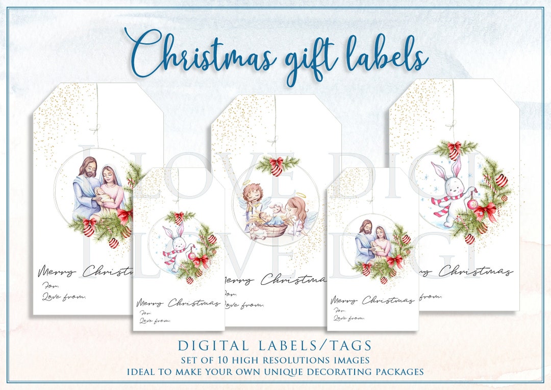 Christmas Nativity Gift Labels, Printable Holiday Tags With Holy Family ...