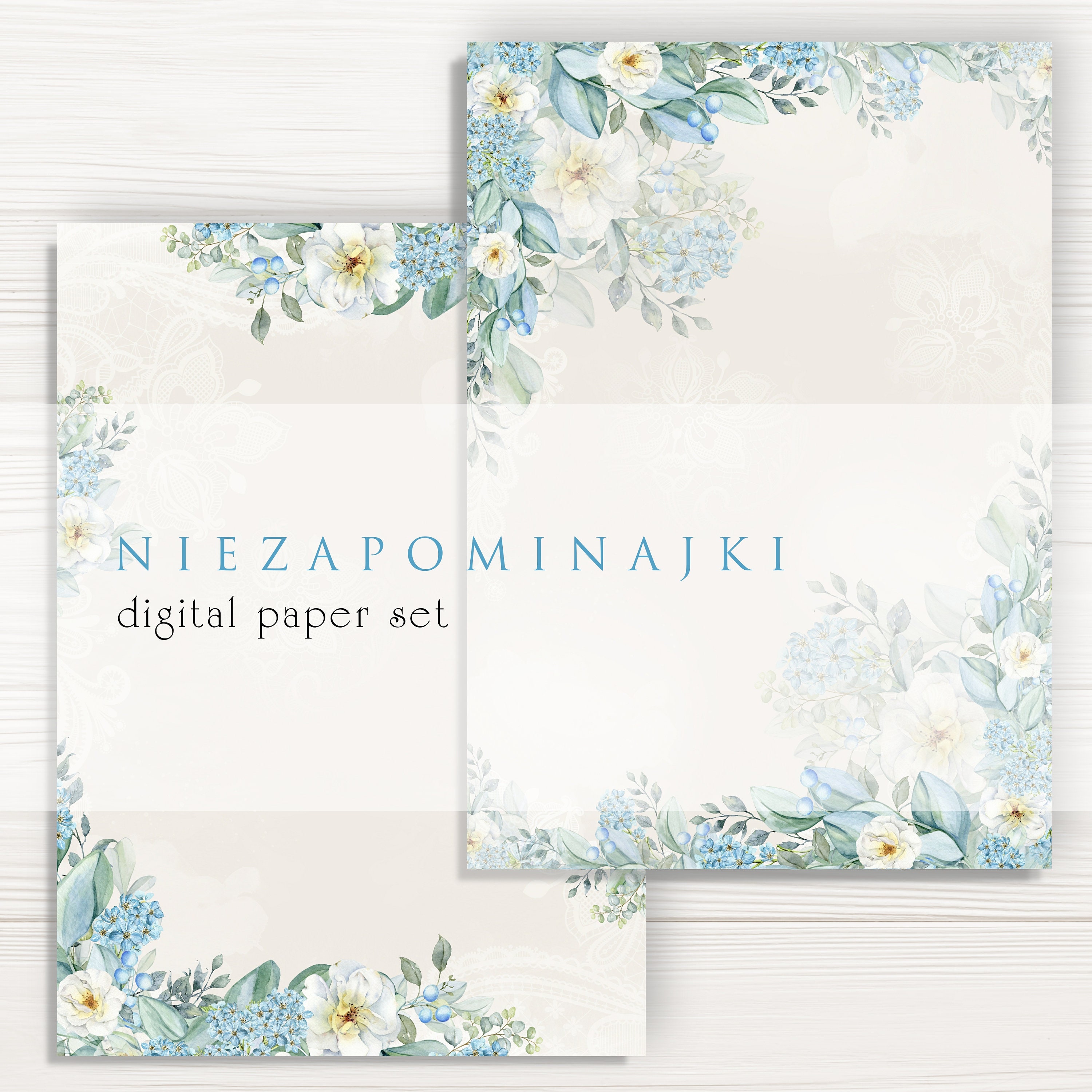 Forget-me-not Digital Papers Cardmaking Supplies to Make Own - Etsy