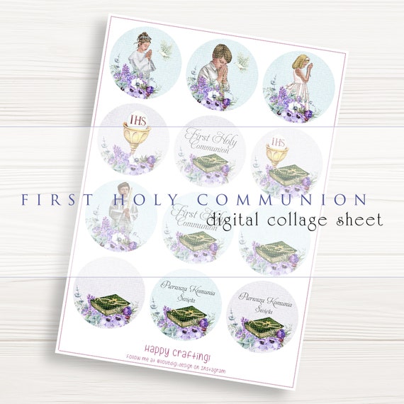 IHS First Holy Communion Tags Watercolour Images Boy and - Etsy