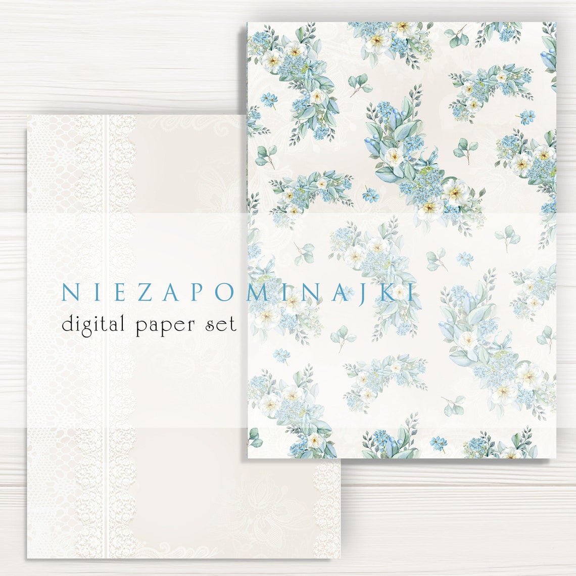 Forget-me-not Digital Papers Cardmaking Supplies to Make Own - Etsy