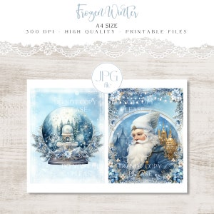 Cozy Christmas Junk Journal Art, Frozen Winter Printable Cards ...
