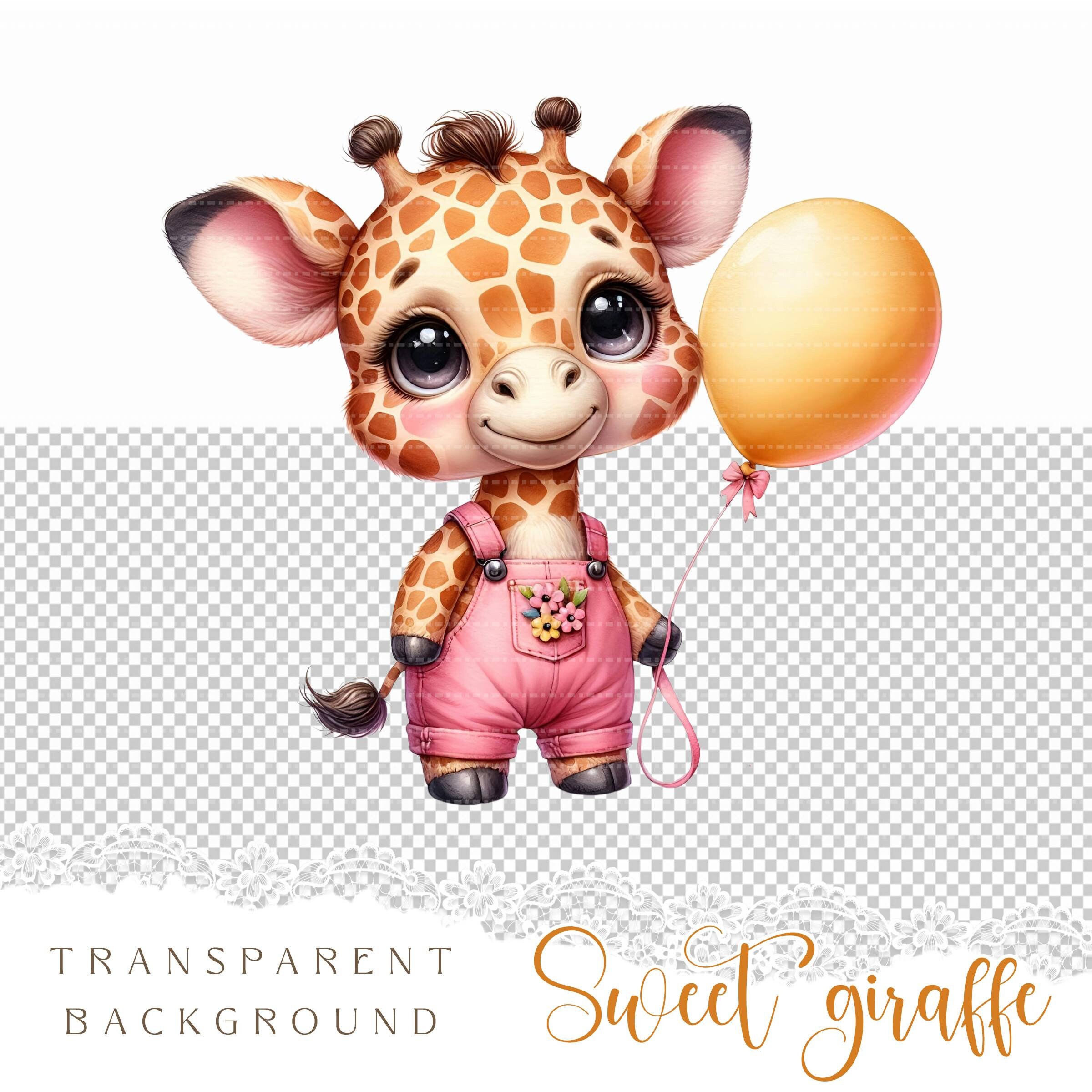 Sweet Baby Giraffe PNG Clipart Set, 14 Printable Digital Illustrations ...