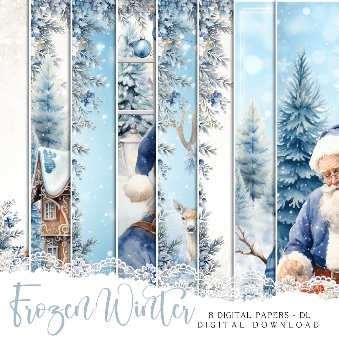 Shabby Christmas Digital Paper Set, Cozy Winter Design Watercolour ...