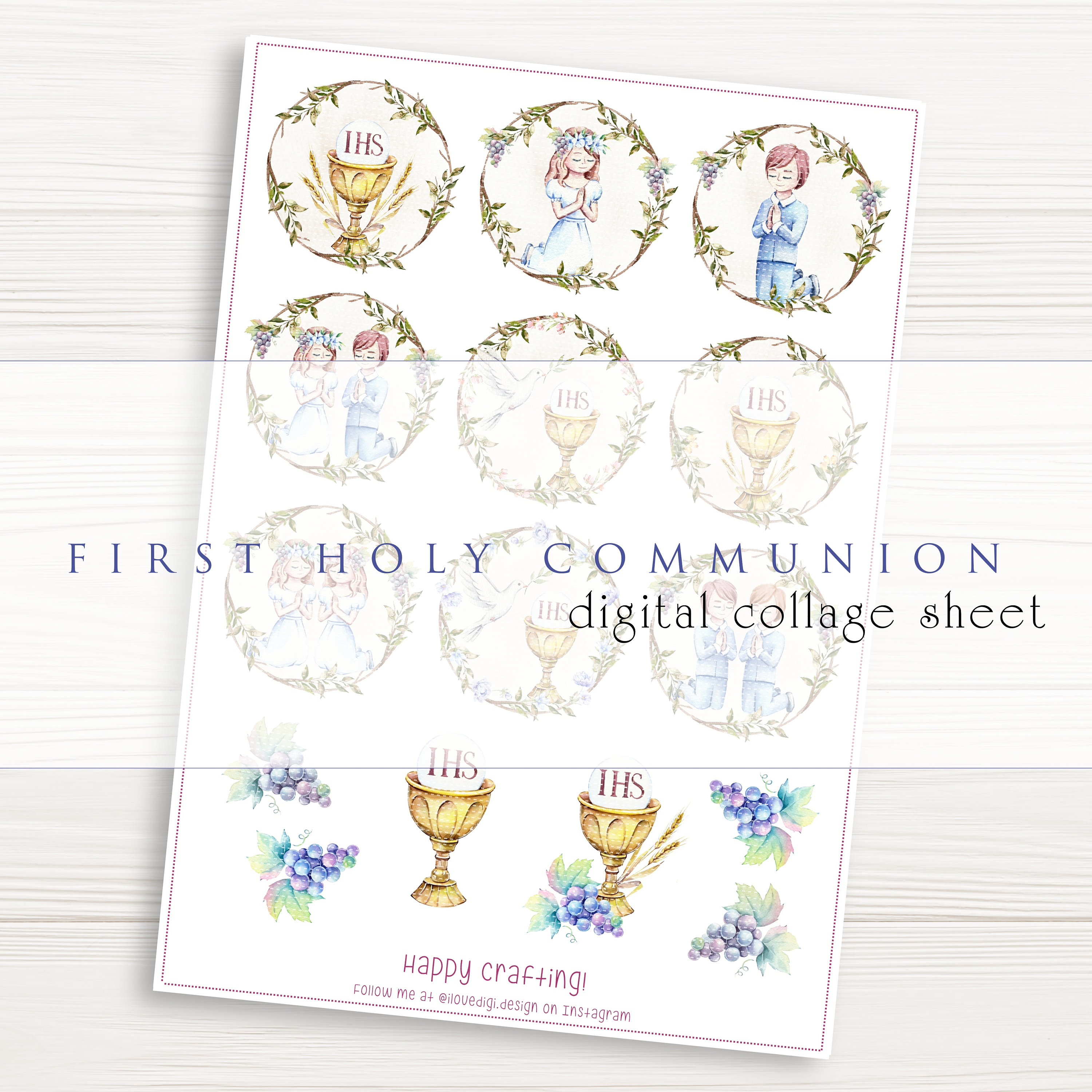 IHS Printable First Holy Communion Tags Watercolor First - Etsy