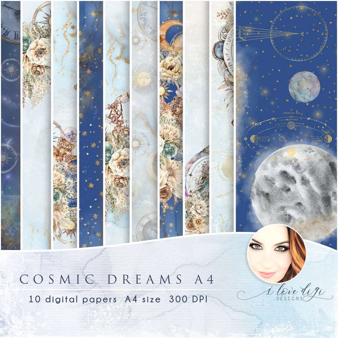 Celestial Astronomy Digital Paper Pack for Homemade Card-making ...