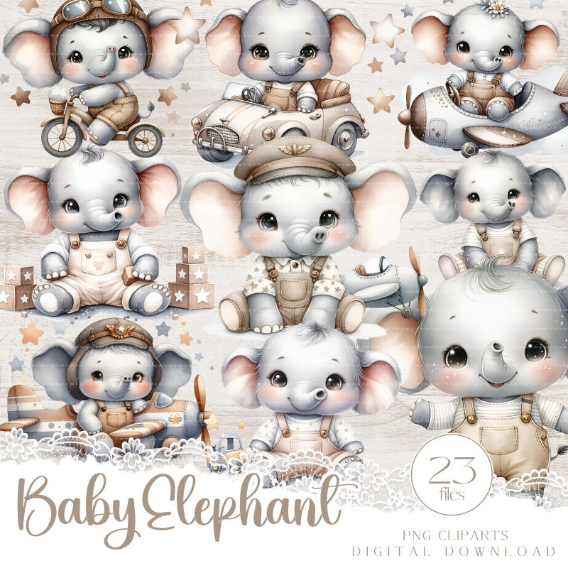 Elephant Clipart - Etsy