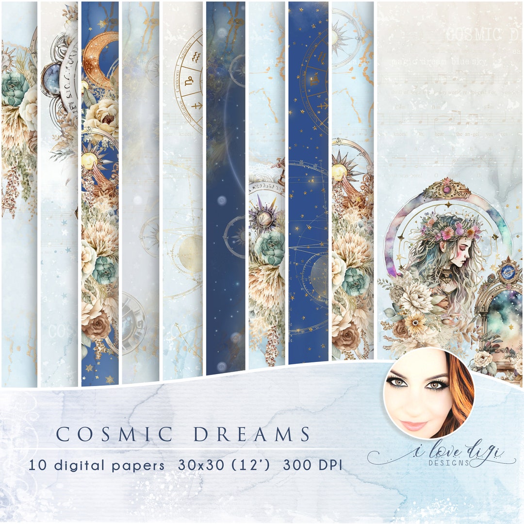 Celestial Astronomy Digital Paper Pack for Homemade Card-making ...